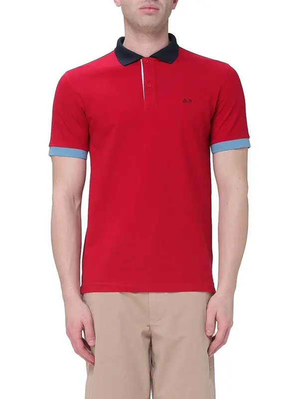SUN 68 Cotton Polo Shirt - Red