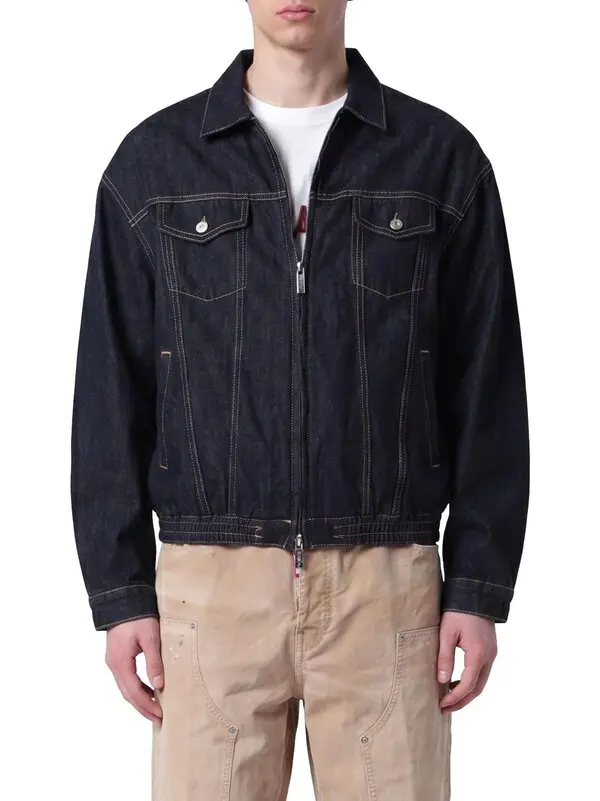 Dsquared2 Cotton Denim Jacket With Zip Closure - Blue