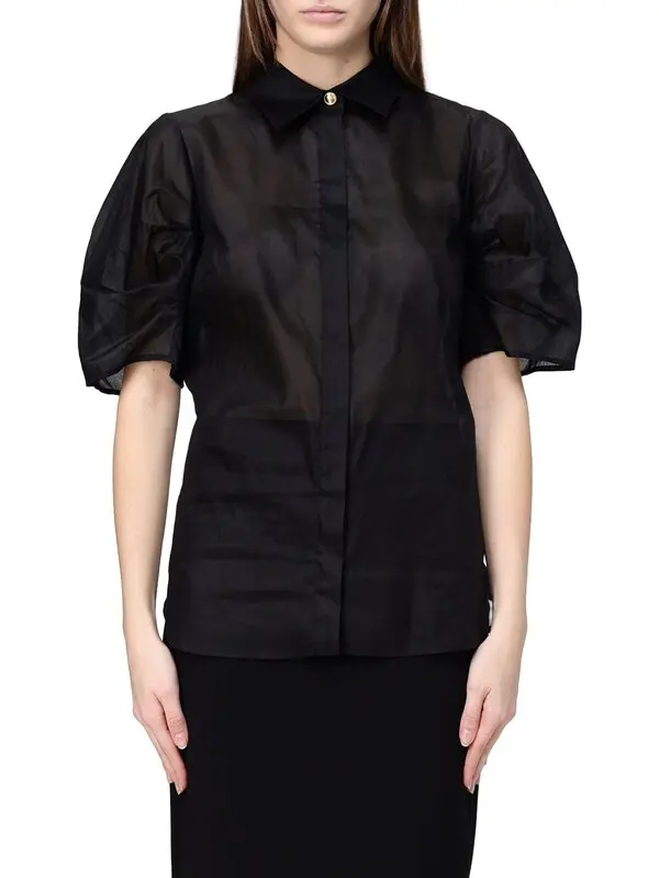 Elisabetta Franchi Cotton Puff Sleeve Shirt - Black