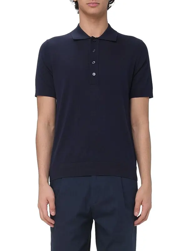 PAOLO PECORA Cotton And Silk Knit Polo Shirt - Blue
