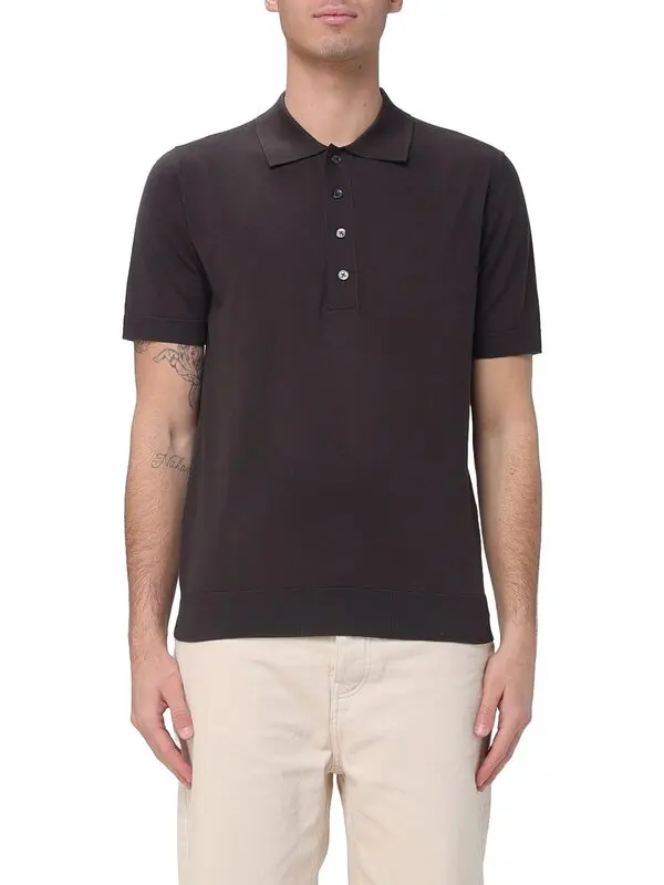 PAOLO PECORA Cotton And Silk Knit Polo Shirt - Brown