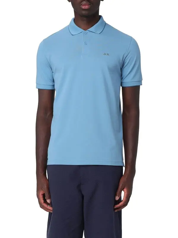 SUN 68 Cotton Polo Shirt - Gnawed Blue