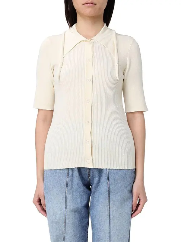 Pinko Viscose Knit Polo Shirt - Beige