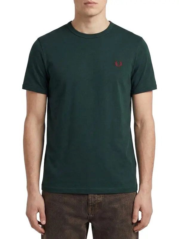 Fred Perry Cotton T-shirt With Mini Logo - Green