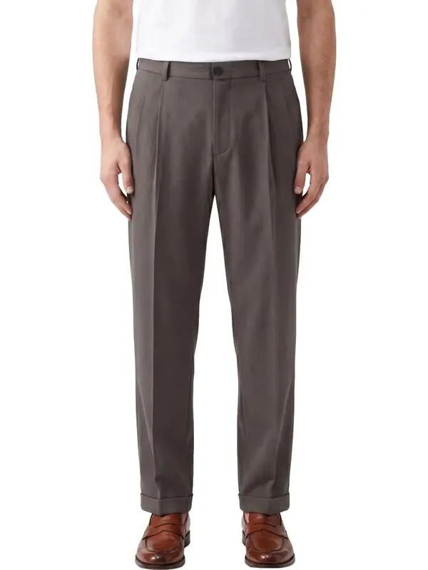 THE ROW Tosca Tailored Wool Trousers - Brown