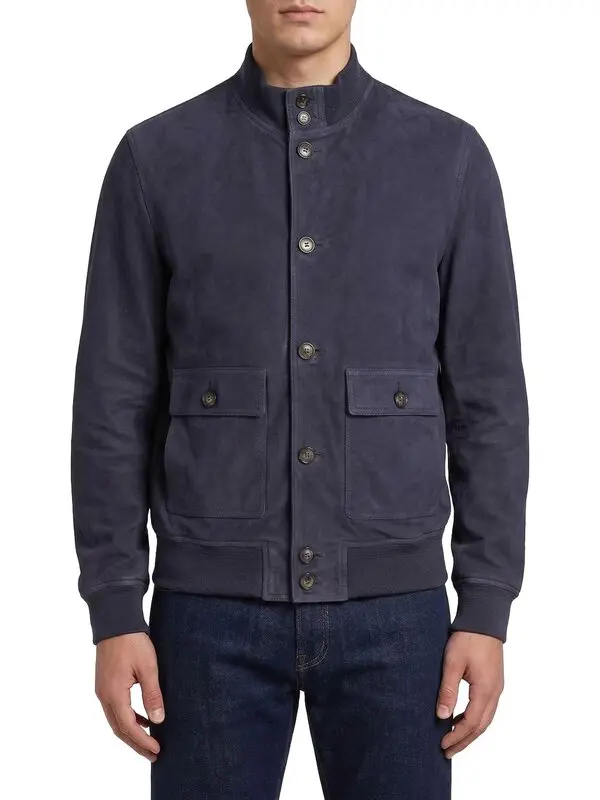 STEWART New Orleans Suede Bomber Jacket - Blue