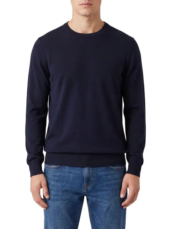 KANGRA Long-sleeved Pure Cotton Crewneck Sweater - Blue