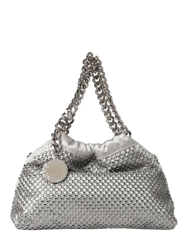 Stella McCartney Falabella Bag In Satin With Rhinestones - Silver