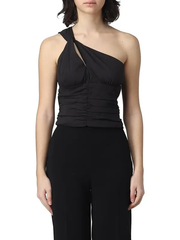 Pinko Asymmetrical Ruched One Shoulder Top - Black
