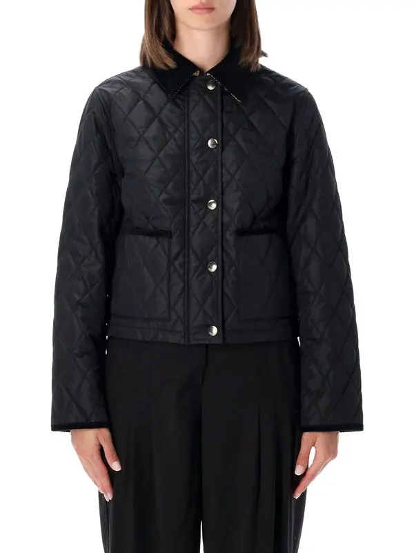 Burberry Quilted Nylon Jacket With Velvet Collar - Black
