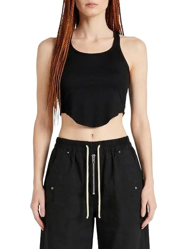 Rick Owens Cropped Cotton Top - Black