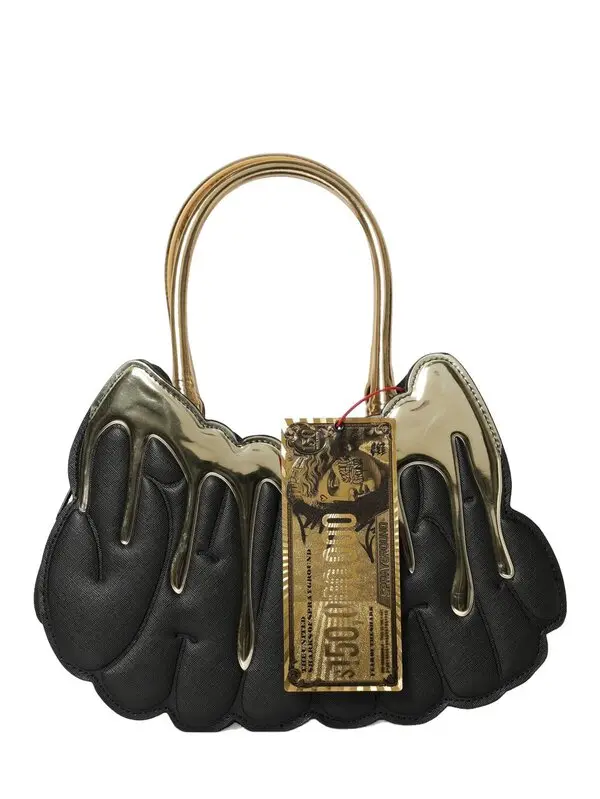 SPRAYGROUND Gold & Dangerous Saffiano Synthetic Leather Bag - Black