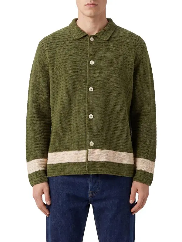 BODE Long-sleeve Crochet Cotton Shirt With A Relaxed Fit - Green