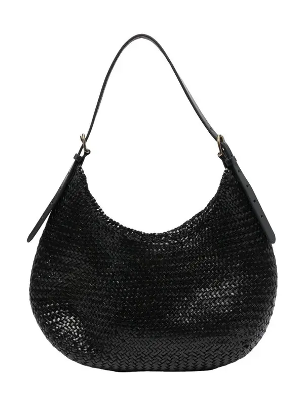 Dragon Diffusion Mezza Luna Woven Leather Bag - Black