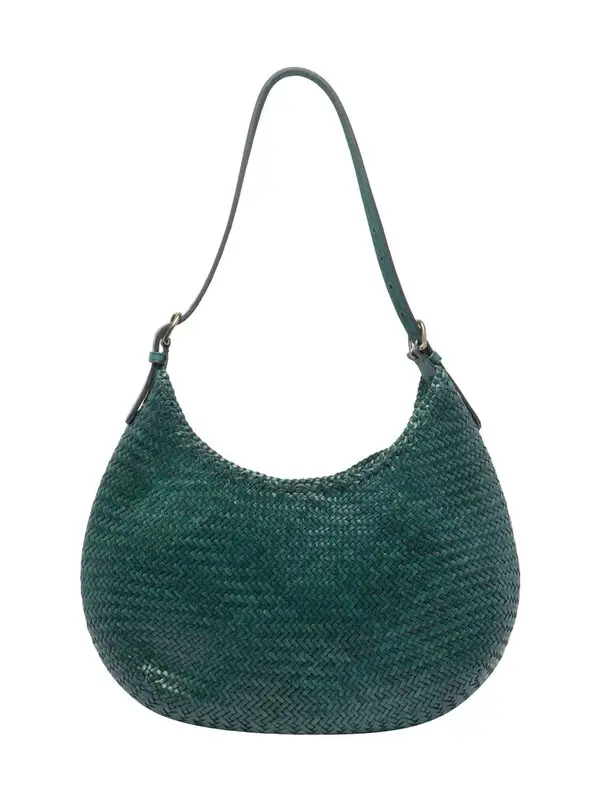 Dragon Diffusion Mezza Luna Woven Leather Shoulder Bag - Green