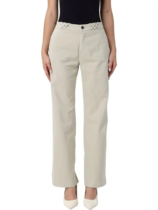 MASON'S Tailored Trousers With Decorative Waistband - Sand