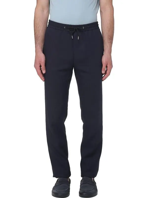 Paul Smith Slim Fit Linen Trousers With Drawstring - Blue