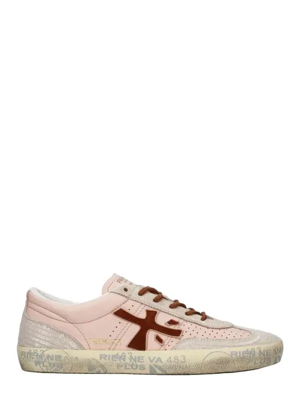Premiata David Leather And Suede Low-top Sneakers - Pink