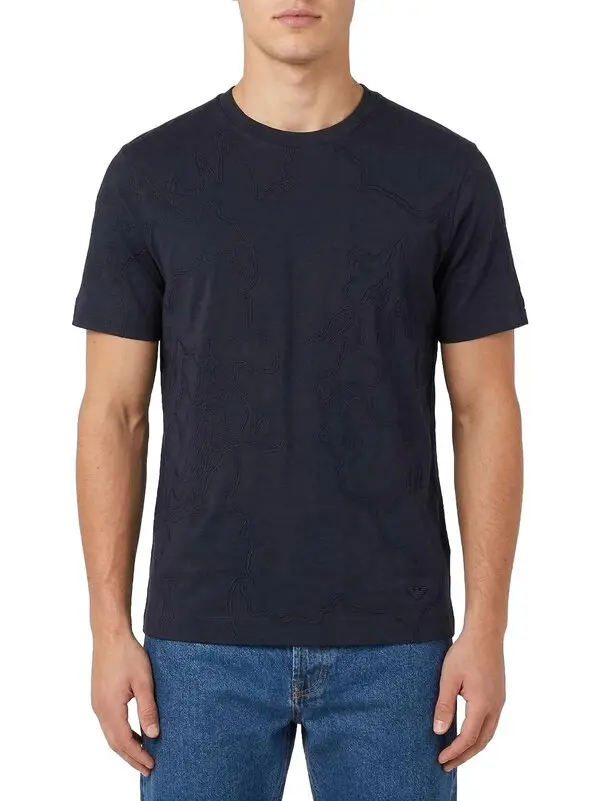 Emporio Armani Crew Neck Cotton And Silk Blend T-shirt - Black