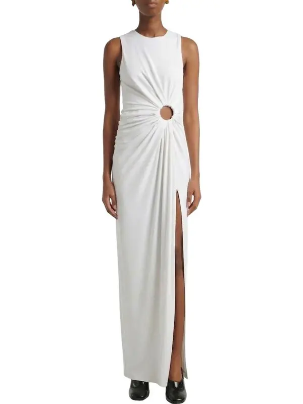 Sportmax Stretch Viscose Jersey Sheath Evening Dress - Milk