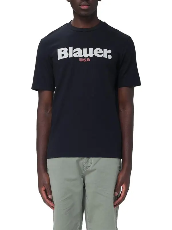BLAUER. Cotton T-shirt With Logo - Black