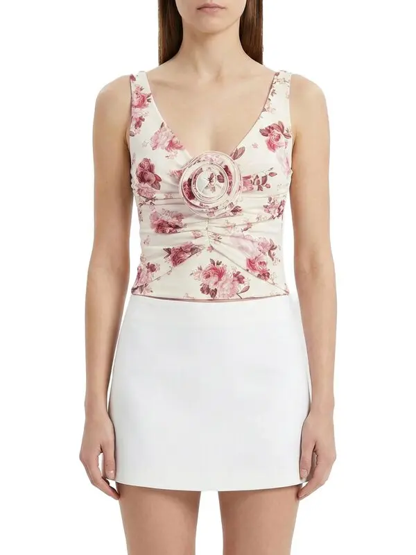 Magda Butrym Floral Print Jersey Off-the-shoulder Top - Multicolor