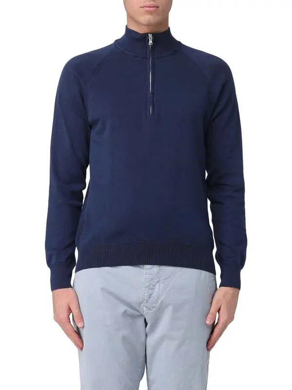 BLAUER. Cotton Knit Sweater - Blue