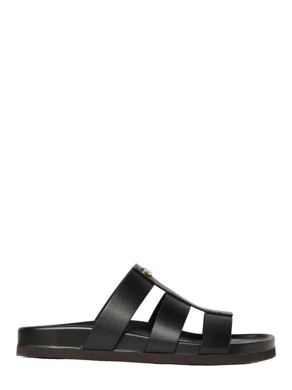 Valentino Garavani Leather Slide Sandals With Vlogo Signature - Black