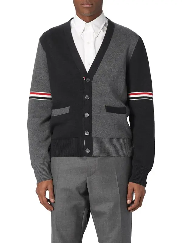 Thom Browne Color Block Cardigan - Grey