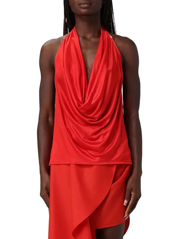 Elisabetta Franchi Halter Neck Draped Jersey Top - Red