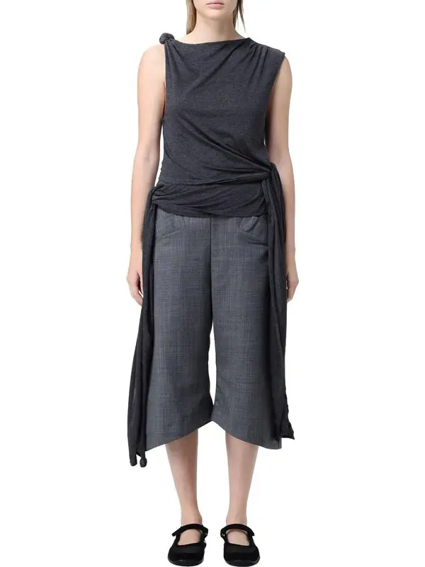 GANNI Draped Organic Cotton Blend Top - Grey