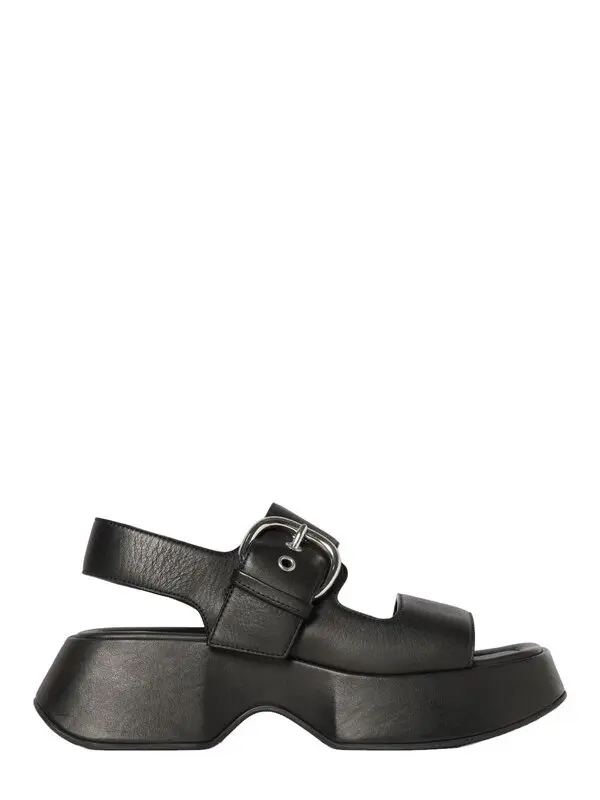 VIC MATIE Leather Platform Sandals - Black