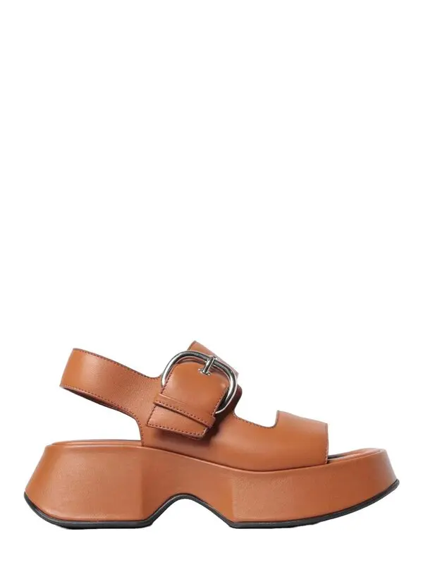 VIC MATIE Leather Platform Sandals - Brown