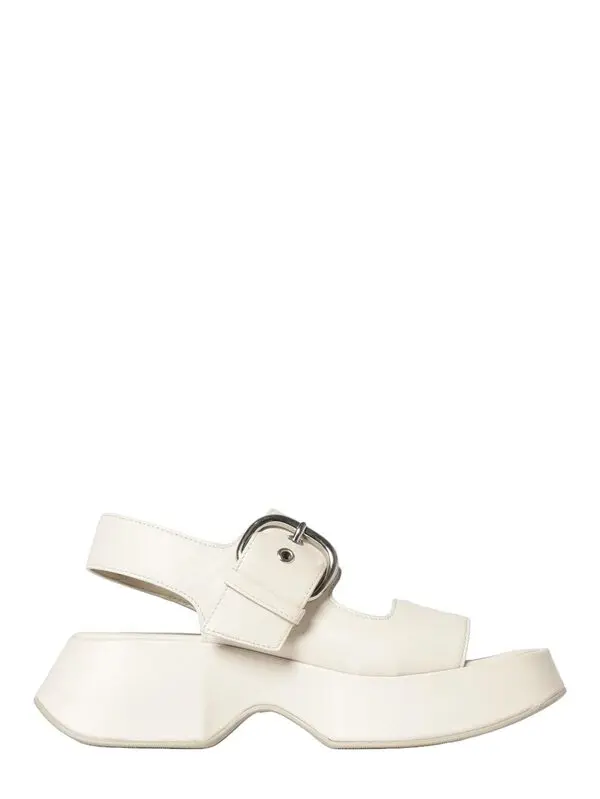 VIC MATIE Leather Platform Sandals - White