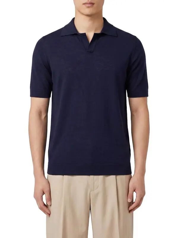 BALLANTYNE Cotton Knit Polo Shirt - Blue