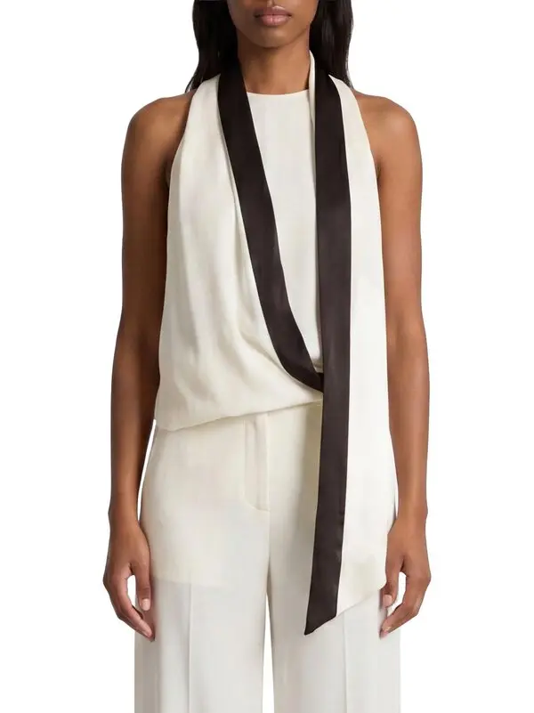 Alberta Ferretti Sleeveless Viscose Twill Top With Abstract Pattern - Multicolor