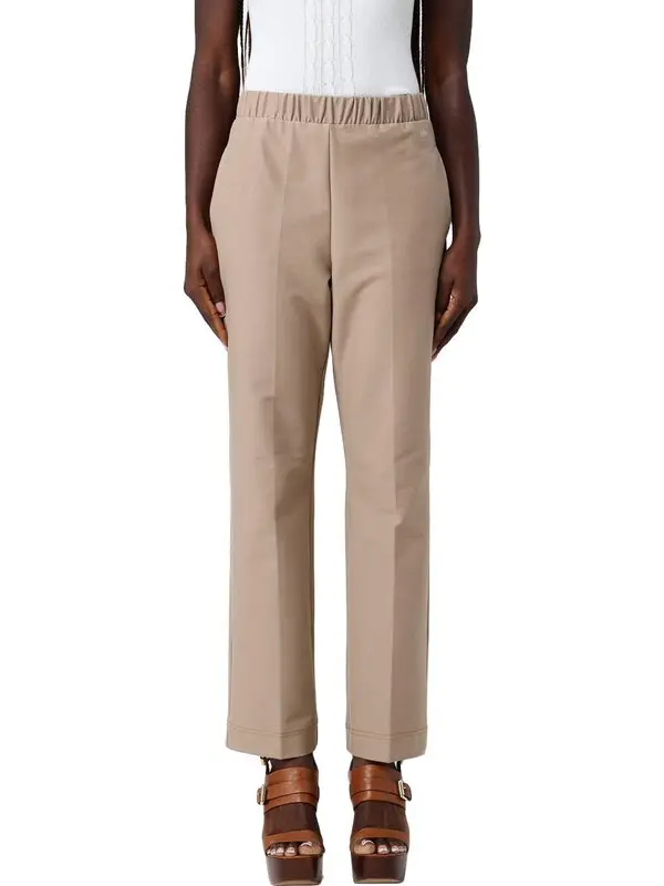 Max Mara Straight Cotton Trousers - Beige