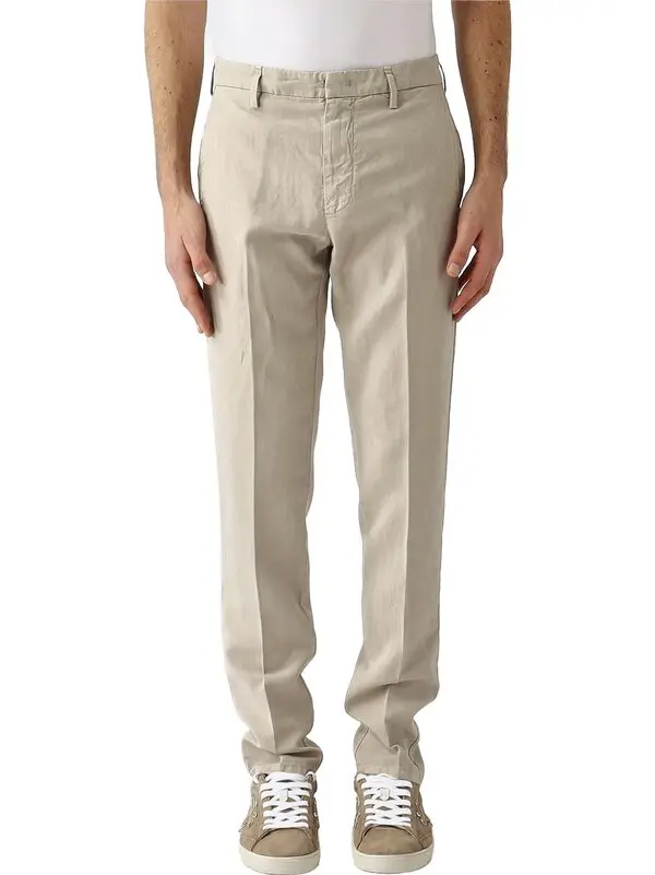DONDUP Linen And Cotton Blend Chino Trousers - Sand
