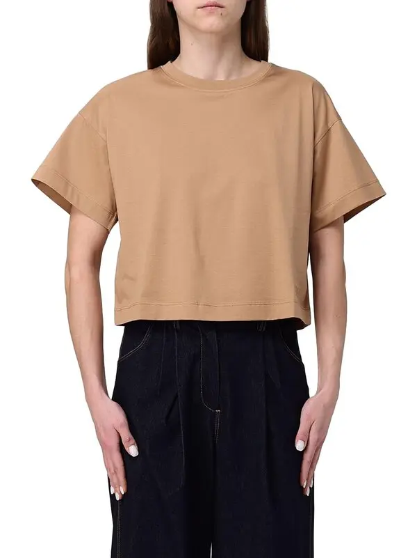 Max Mara Cotton Cropped T-shirt - Beige
