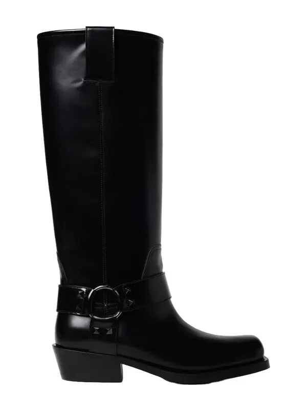 Valentino Garavani Knee High Buckled Boots - Black
