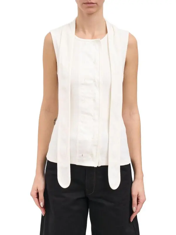 LEMAIRE Sleeveless Cotton Blend Top - Milk