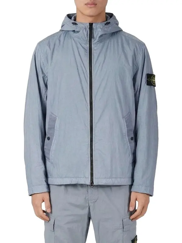 Stone Island Crinkle Reps Ny Recycled Nylon Hooded Jacket - Blue