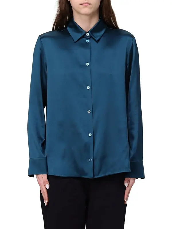 Max Mara Silk Blend Long Sleeve Shirt - Blue