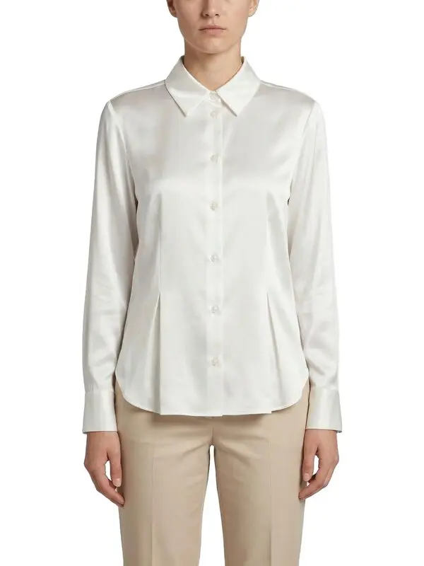 Max Mara Silk Blend Long Sleeve Shirt - White