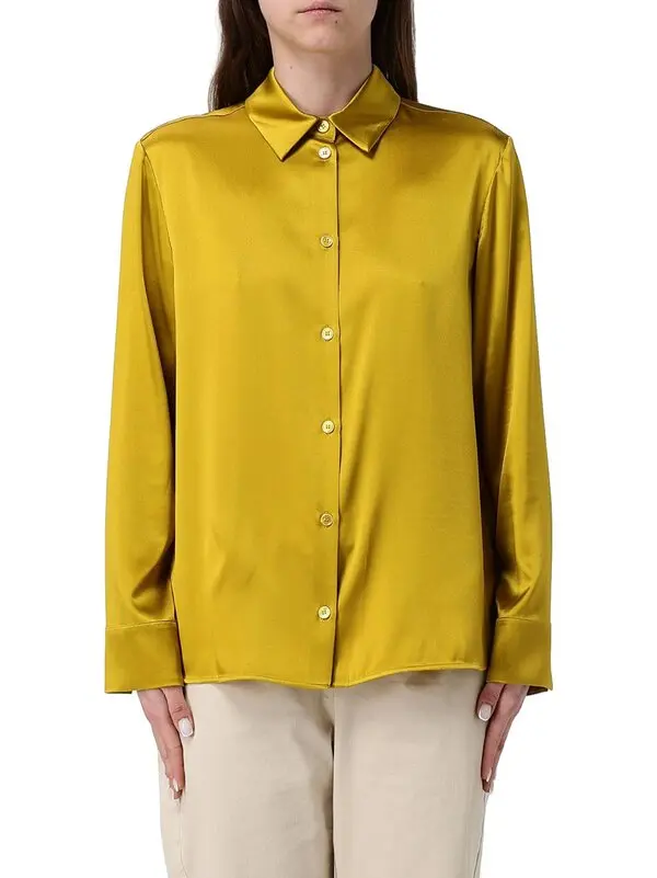 Max Mara Silk Blend Long Sleeve Shirt - Yellow