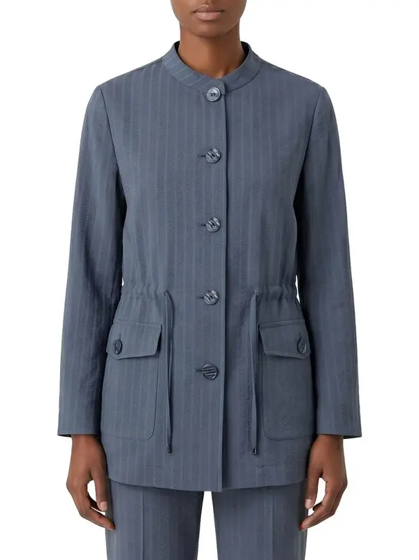 Emporio Armani Single-breasted Pinstripe Jacket - Grey