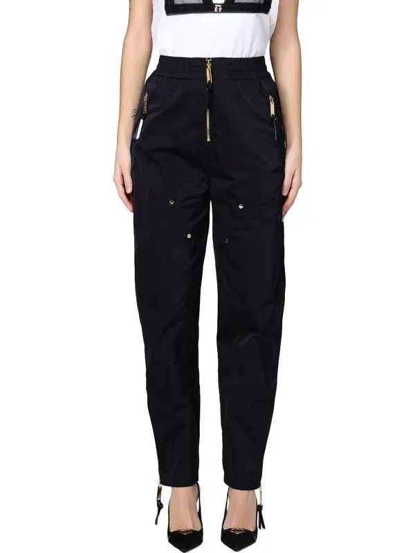 Elisabetta Franchi Straight Crêpe Trousers - Black