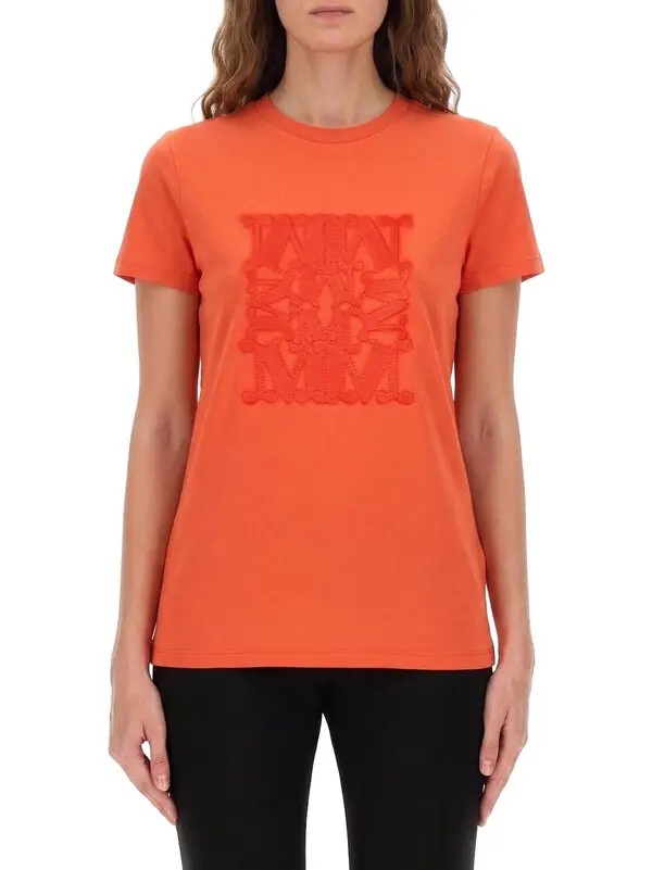 Max Mara Cotton T-shirt With Logo - Red