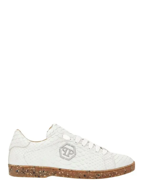 Philipp Plein Python Effect Leather Low Top Sneakers - White