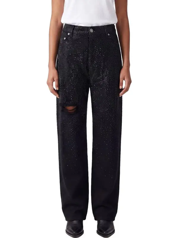 GOLDEN GOOSE Embellished Ripped Jeans - Black